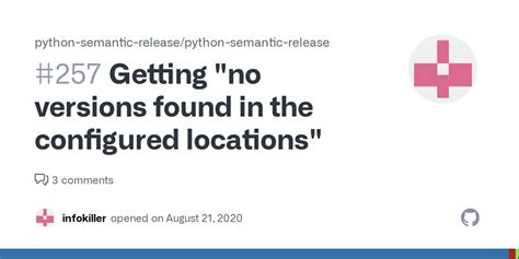 getting no versions found in the configured locations · issue 257