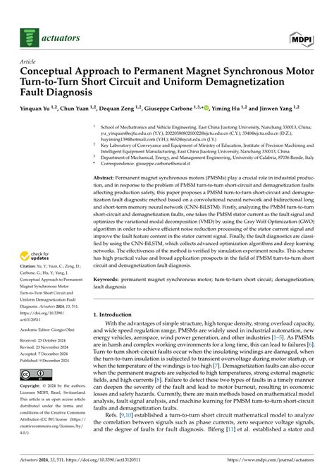Pdf Conceptual Approach To Permanent Magnet Synchronous Motor Turn To Turn Short Circuit And