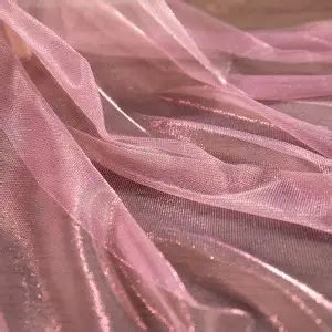 Metallic Sheer Pink Lurex Mesh See Through Dress Fabric Oneyard