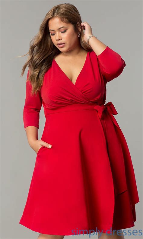 Knee Length Wrap Dress Plus Size Red Dress Neon Prom Dresses Backless Prom Dresses