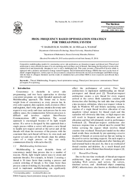pdf fbos frequency based optimization strategy for thread pool