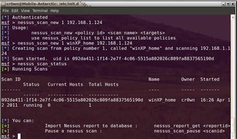 Использование Metasploit Nessus в Ubuntu