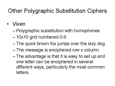 Polygraphic Substitution Portas Digraphic Substitution In This System