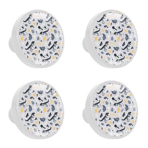 Ownta 4pcs Kitchen Cabinet Knob Round Dinosaurs Roarring Knobs Closet