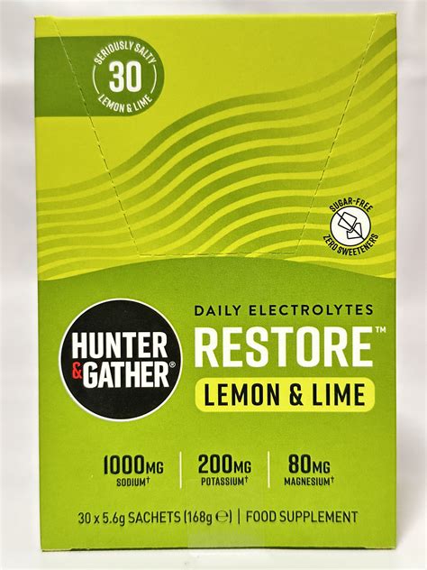 Hunter And Gather Restore Electrolytes Lemon And Lime Keto No Sugar