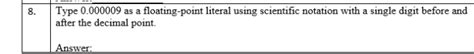 solved 8 type 0 000009 as a floating point literal using