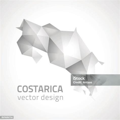 코스타 리카 실버와 그레이 다각형 벡터 지도 3차원 형태에 대한 스톡 벡터 아트 및 기타 이미지 3차원 형태 규칙 그림자 Istock