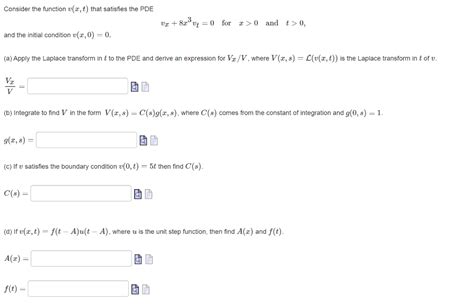 solved consider the function v x t that satisfies the pde