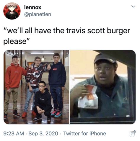 Travis Scott Burger Know Your Meme Travis Scott Air Force Nike