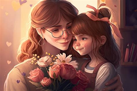 Premium Ai Image Mother S Day Cute Illustration Generative Ai