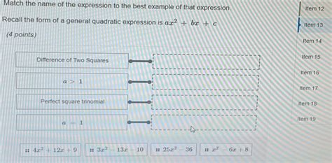 Solved Match The Name Of The Expression To The Best Example Of That Expression Recall The Form