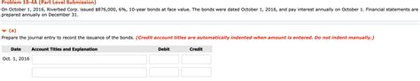 solved problem 10 4a part level submission on october 1