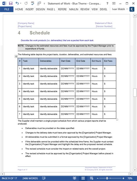 Statement Of Work Template Ms Word Excel Ms Office Templates With Ai Prompts