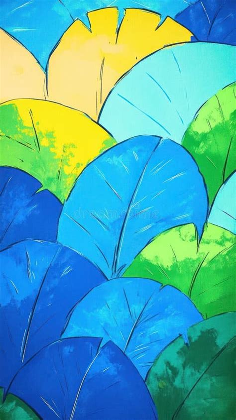 Colorful Abstract Depiction Of Overlapping Leaves In Various Shades Of