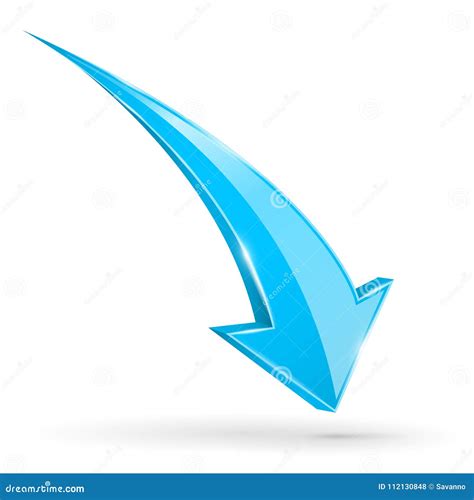 Blue Down Arrow Web 3d Shiny Icon Vector Illustration Cartoondealer