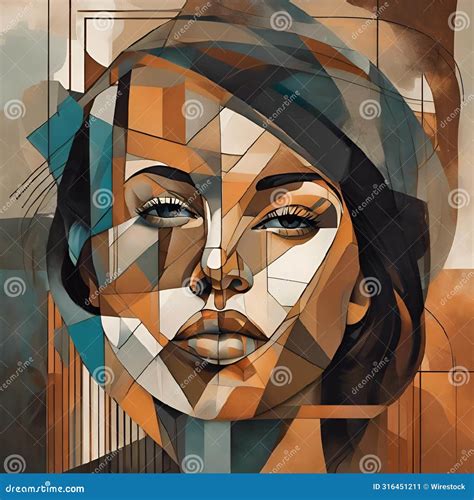Ai Generated Illustration Of A Stunning Cubist Portrait Stock