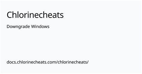 Reconfigure Windows Chlorinecheats