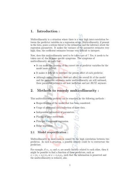 Multicollinearity 3 Pdf