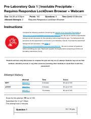 Prelab Quiz Pdf Pre Laboratory Quiz Insoluble Precipitate Requires Respondus LockDown