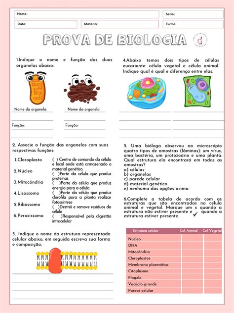 Template Prova Biologia 3 Pdf