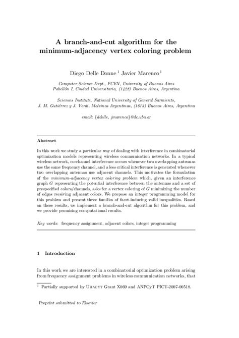 pdf a branch and cut algorithm for the minimum adjacency vertex