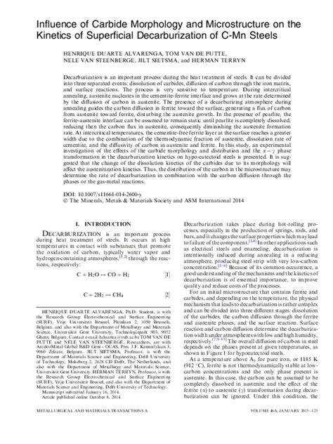 Pdf Influence Of Carbide Morphology And Microstructure On The
