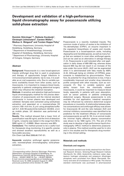 Pdf Development And Validation Of A High Performance Liquid Chromatography Assay For