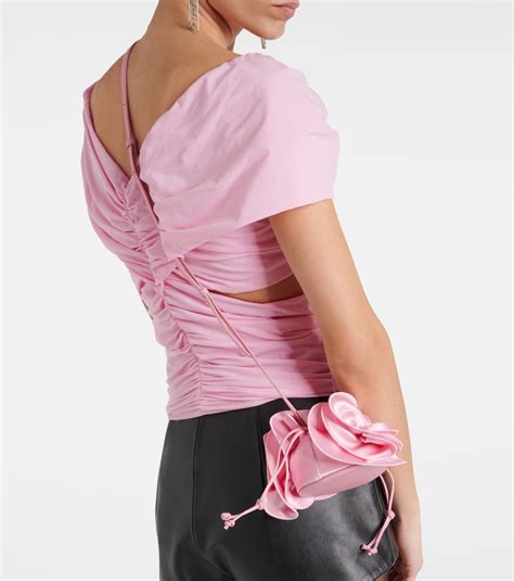 Magda Small Floral Appliqué Satin Bucket Bag In Pink Magda Butrym Mytheresa