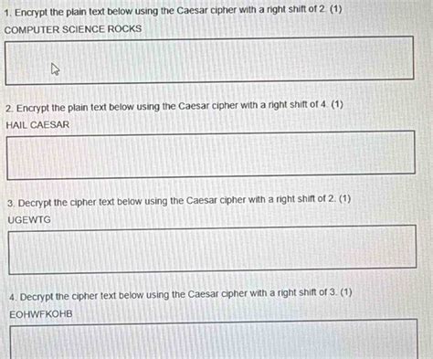 Solved Encrypt The Plain Text Below Using The Caesar Cipher With A Right Shift Of 2 1