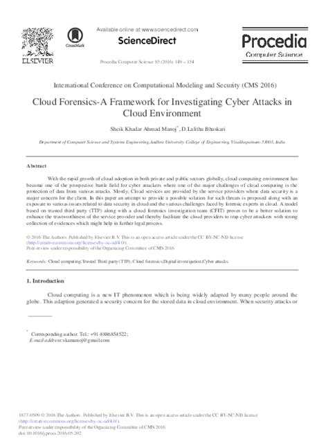 Pdf Cloud Forensics A Framework For Investigating Cyber Attacks In Cloud Environment