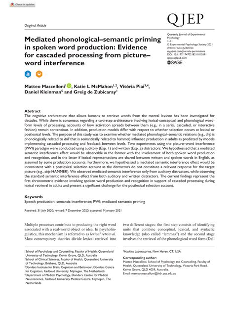 Pdf Express Mediated Phonological Semantic Priming In Spoken Word Production Evidence For