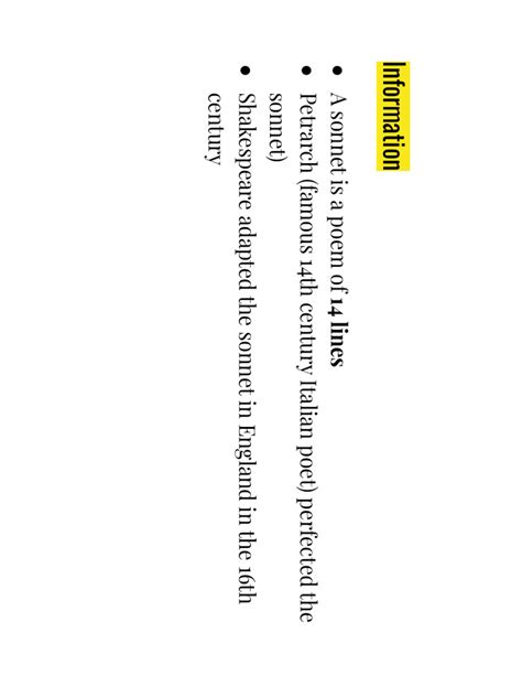 Sonnets Notes Pdf Sonnets Metre Poetry