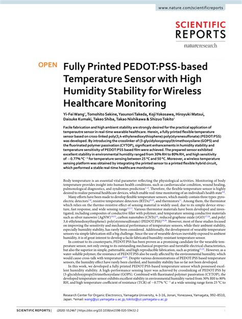 Pdf Fully Printed Pedotpss Based Temperature Sensor With High