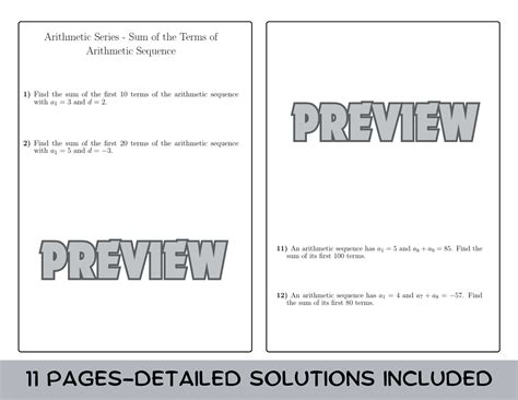 arithmetic series sum of the terms of arithmetic sequence worksheet