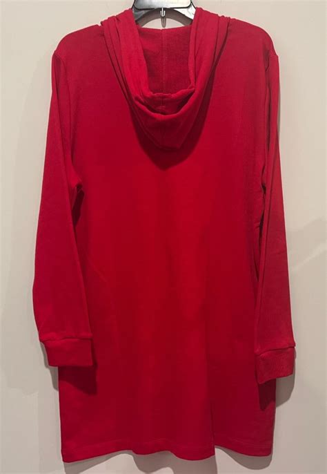 Nwt Tommy Hilfiger Womens Red Hoodie Sweatshirt Dress Rhinestone Logo