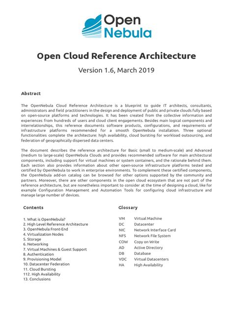 Opennebula Open Cloud Reference Architecture Rev16 20190301 Pdf