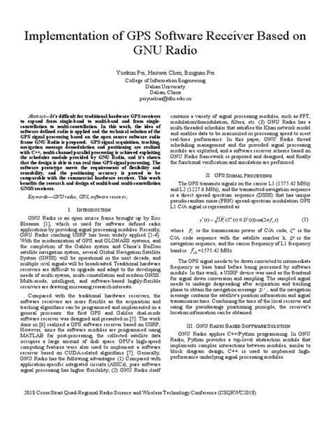 design and implementation of a software defined gps receiver using gnu