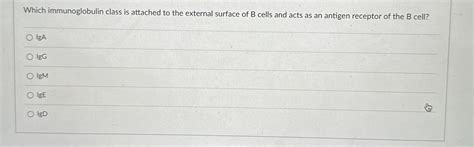 Solved Which Immunoglobulin Class Is Attached To The