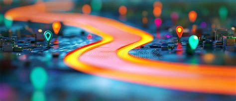 Exploring A Dynamic Map Vibrant Path And Eyecatching Markers On A