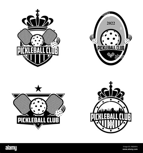 Pickleball Logo Collection Emblem Set Collections Pickleball Logo