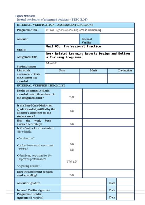 Munshif Pp Assignment Higher Nationals Internal Verification Of Assessment Decisions Btec