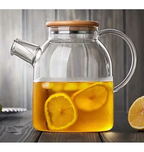 유리 찻주전자 스토브탑 및 전자레인지 사용 가능 1800ml600ml 물 피처 탈착식 필터 대나무 뚜껑이 티몬