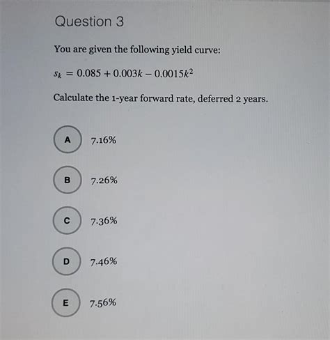 Solved Question You Are Given The Following Yield Curve Chegg