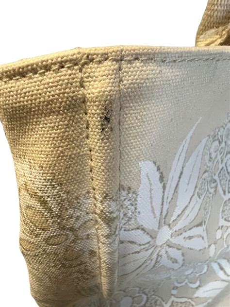 Oscar De La Renta Floral Lace Canvas Handbag Boho Beach Everyday Tote