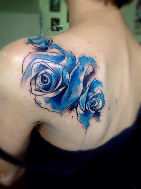 Beautiful Watercolor Blue Rose Tattoo What Does A Blue Rose Tattoo