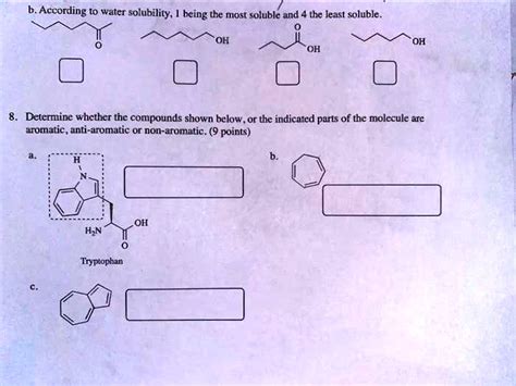 Solved According To Water Solubility Being The Most Soluble Und The