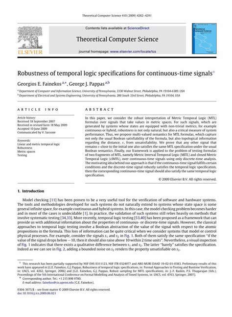 Pdf Robustness Of Temporal Logic Specifications For Continuous Time
