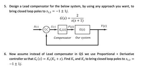 Solved 5 Design A Lead Compensator For The Below System By
