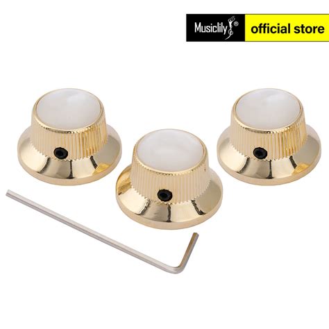 Musiclily Pro 6mm Steel White Pearl Top Ufo Control Knobs With Set