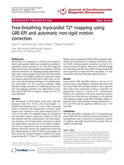 Pdf Free Breathing Myocardial T2 Mapping Using Gre Epi And Automatic Non Rigid Motion Correction